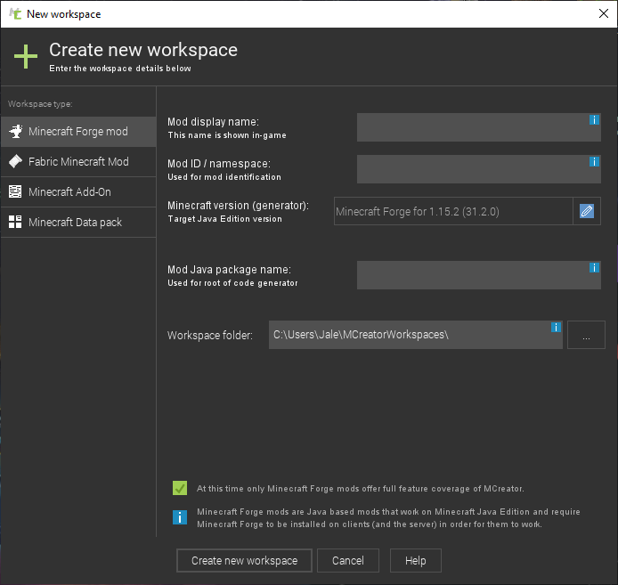 Interface Overview | MCreator